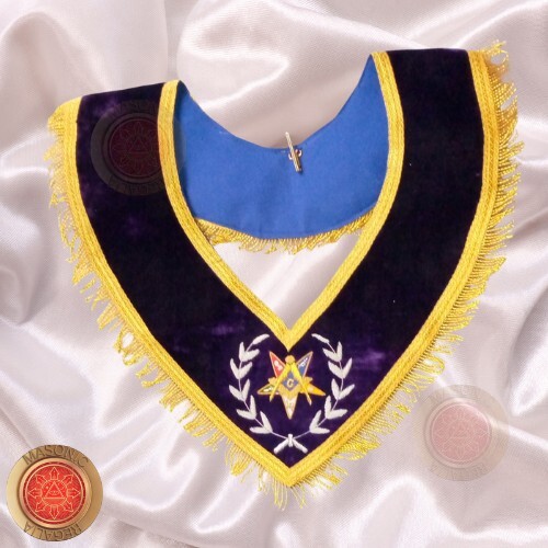 MASONIC REGALIA ASSOCIATE PATRON APRON HAND EMBROIDERED WITH COLLAR ...