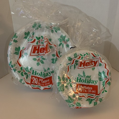 Vintage Hefty 1996 Holiday Foam Christmas Plates 20 10 1/4” - NOS for ...