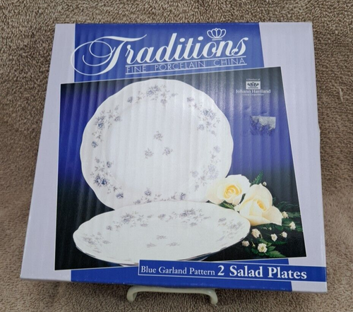 Traditions Fine Porcelain China Blue Garland Pattern Salad Plates 2 ...