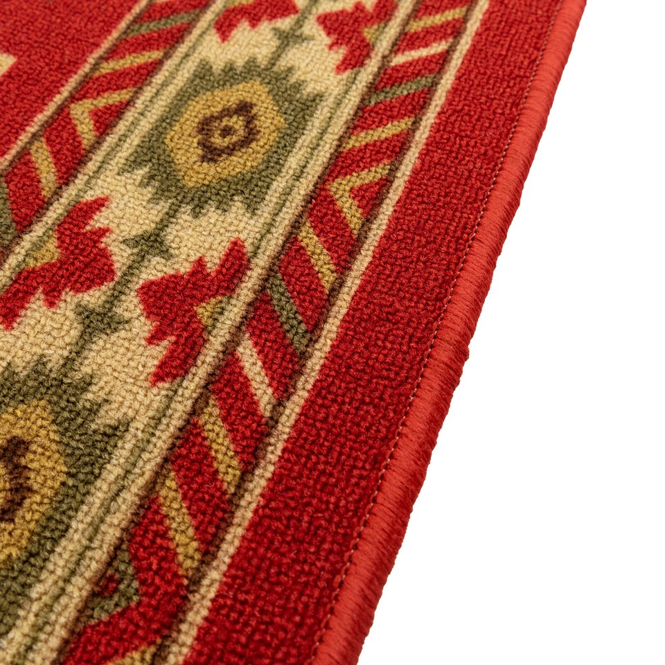 Custom Size Anti-Slip Machine Washable Low Profile Loop Pile Southwest ...