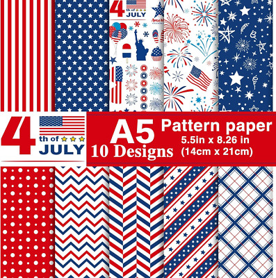 90 Sheets 4Th of July Pattern Paper Set 10 Designs Decorative Paper ...