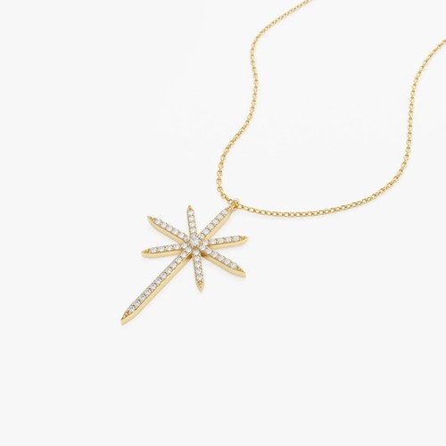 925 Sterling Silver Moissanite Modern North Star Women Necklace Duty ...