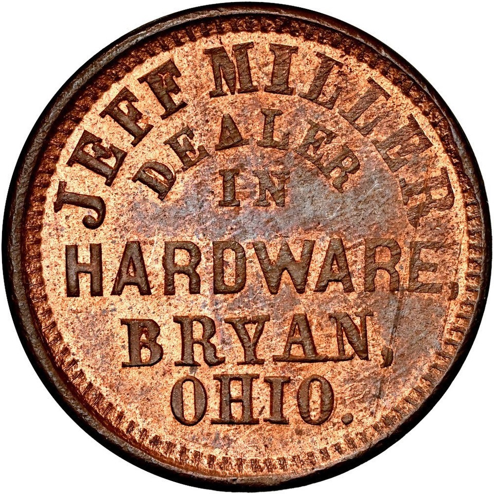 1863 Bryan Ohio Civil War Token Jeff Miller Padlock NGC MS65 RB Ex ...