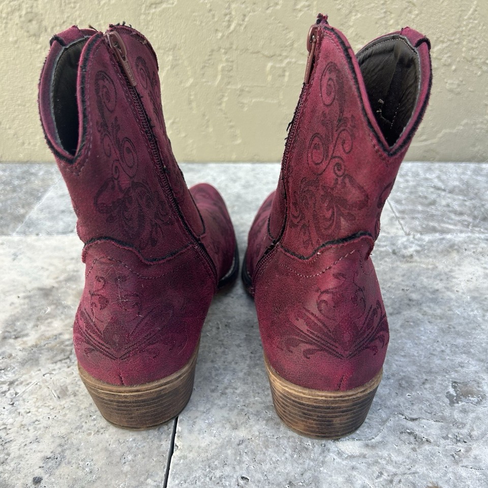Roper Boots Pink Textile Ankle Booties Western Chic Women 8.5M | eBay