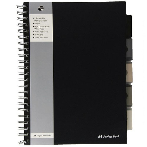A4 A5 Black Project Book Ruled w/ Margin 250 Perforated Pages 80GSM ...