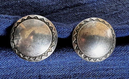 Two Navajo Hand Stamped Buttons Long Silver Tone Shanks Lot 10 | eBay