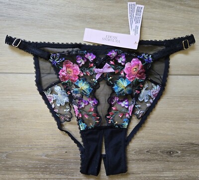 NWT Victoria's Secret Black Mesh Crotchless Open Back String Bikini ...
