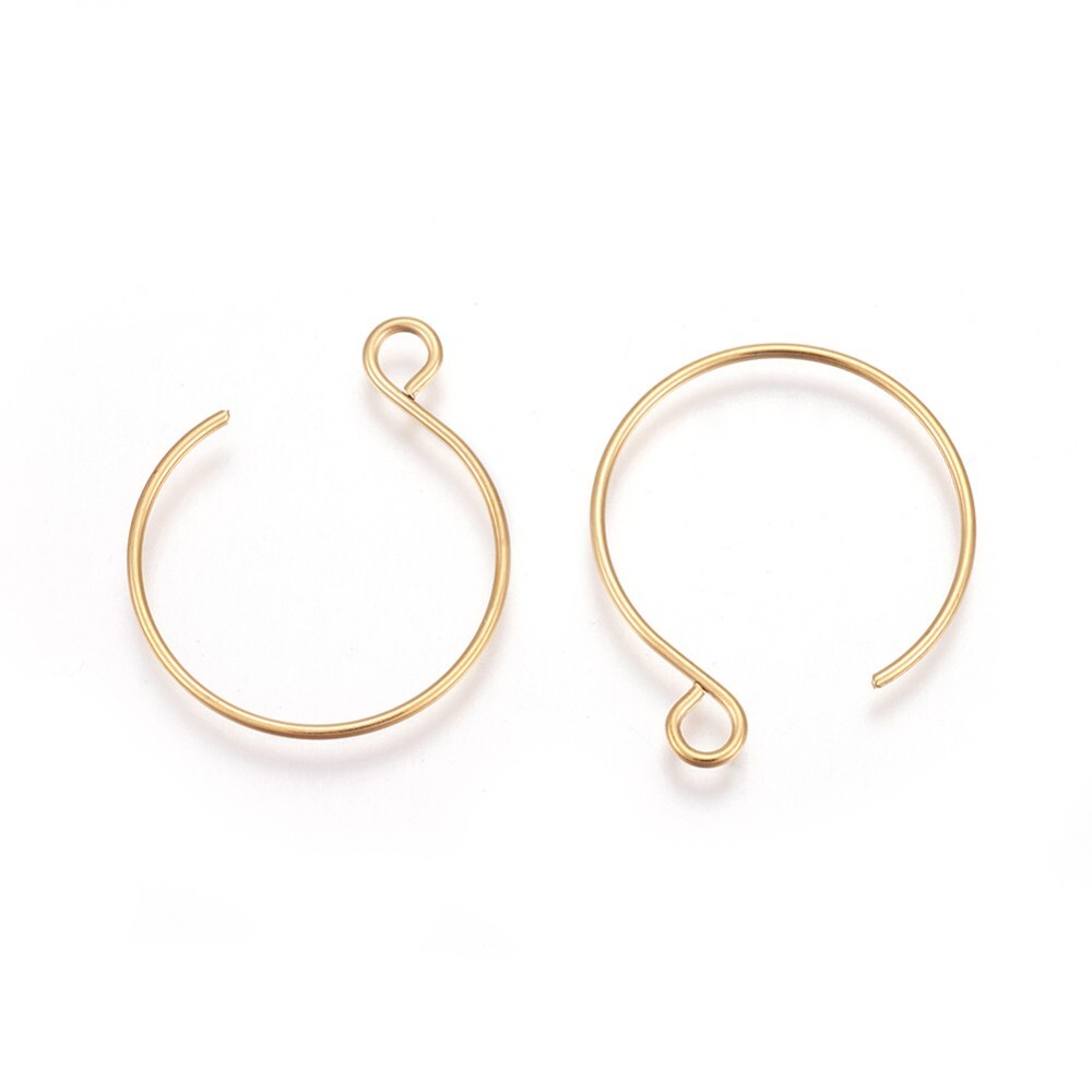 10 pc 304 Stainless Steel Earring Hoops Hooks - 22mm x 18mm - Gold Ion ...