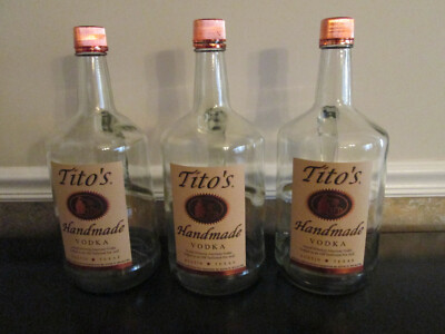 Lot of 3 Empty 1.75 Liter/Half Gallon Tito's Handmade Vodka Bottles ...