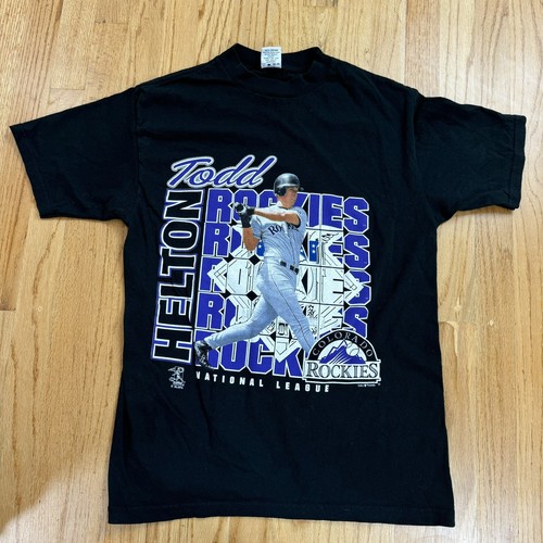 Vintage Colorado Rockies Todd Helton MLB Graphic Print T Shirt Black Sz ...
