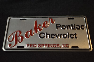 Baker Pontiac Chevrolet NC License Plate Dealership Metal Booster ...