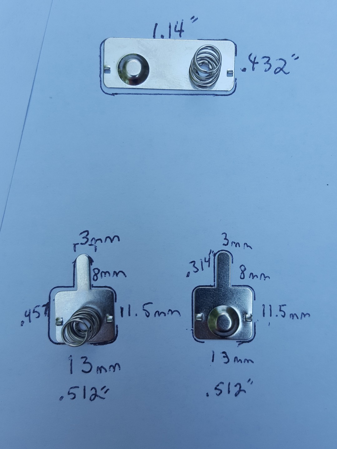 3 piece 2 AA Battery Box spring contacts + & - , 1 SET- SELLER located ...