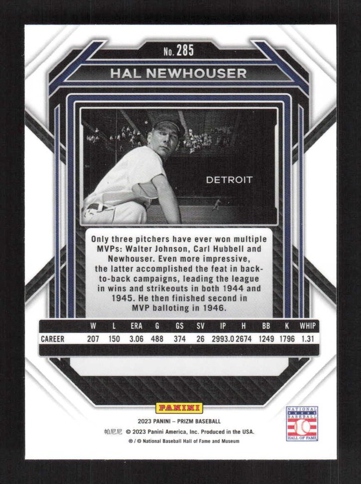Hal Newhouser 2023 Panini Prizm Detroit Tigers #285 | eBay