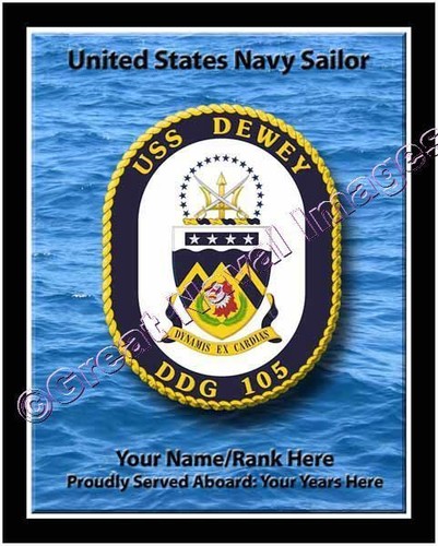 USS Dewey DDG 105 Personalized Ship Crest Print on Canvas 2D Effect | eBay