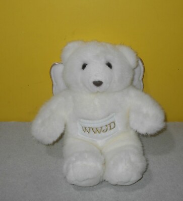 Commonwealth WWJD Tooth Fairy Pocket 11" White Teddy Bear Angel Wings ...