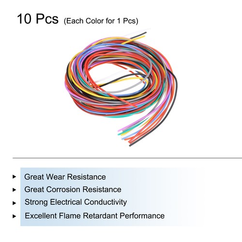 24 Gauge Silicone Wire 24AWG High Temp Wire 10 Color 1.5m/4.92ft 10pcs ...