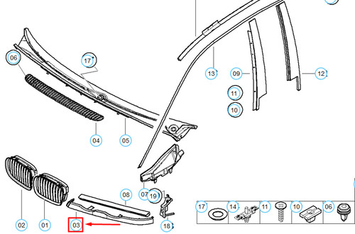 OEM BMW 3 E46 FRONT LEFT LOVER HEADLIGHT COVER TRIM 7043409 51137043409 ...