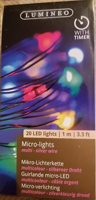 NEW Multicolor Battery Operated 20 LED Micro Lights W/Silver Wire ...