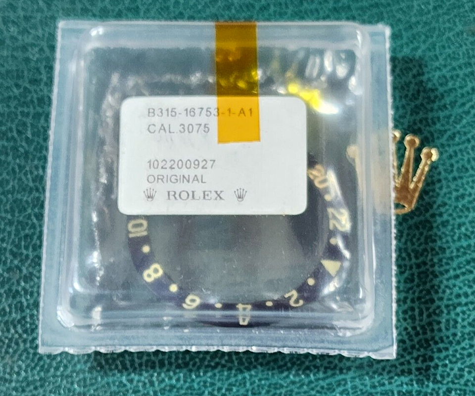 GENUINE ROLEX GMT MASTER Black & Gold BEZEL WATCH PART B315-16753-1-A1 ...