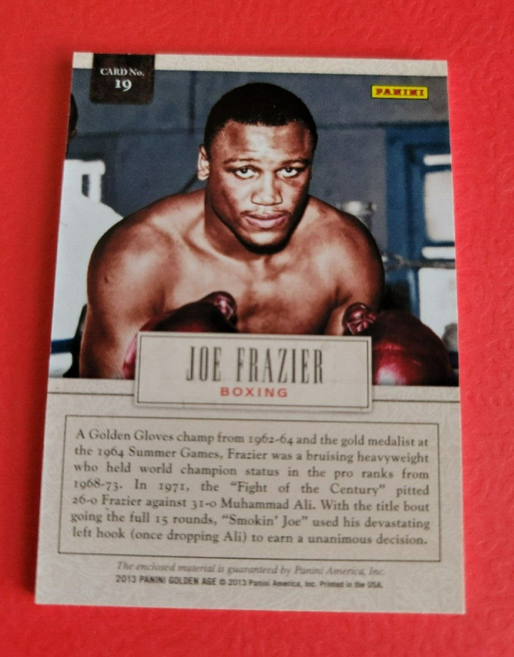 JOE FRAZIER WORN BOXING RELIC SWATCH CARD 2013 PANINI GOLDEN AGE TRUNKS ...