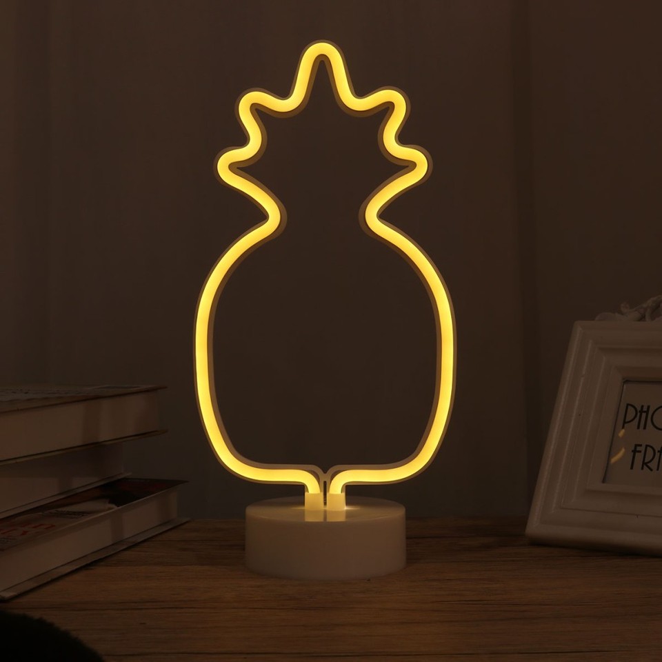 Pineapple Neon Sign LED Neon Light Sign with Holder Base For Home Party ...