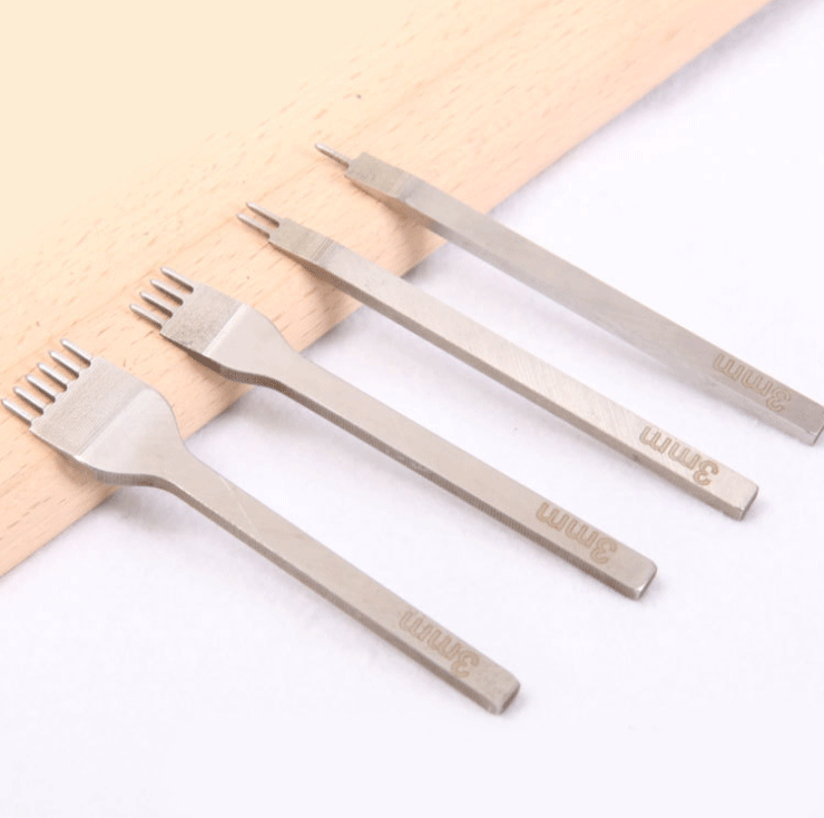 1 Set White Steel 3mm Leather Hole Punches Prong Rhombic Lacing ...