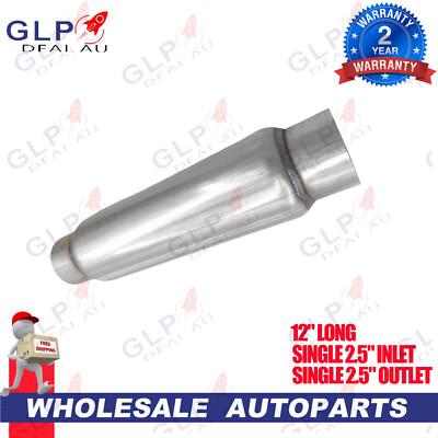 2.5" 12" Long Exhaust Hotdog Resonator Muffler Glass Pack High Flow NEW ...