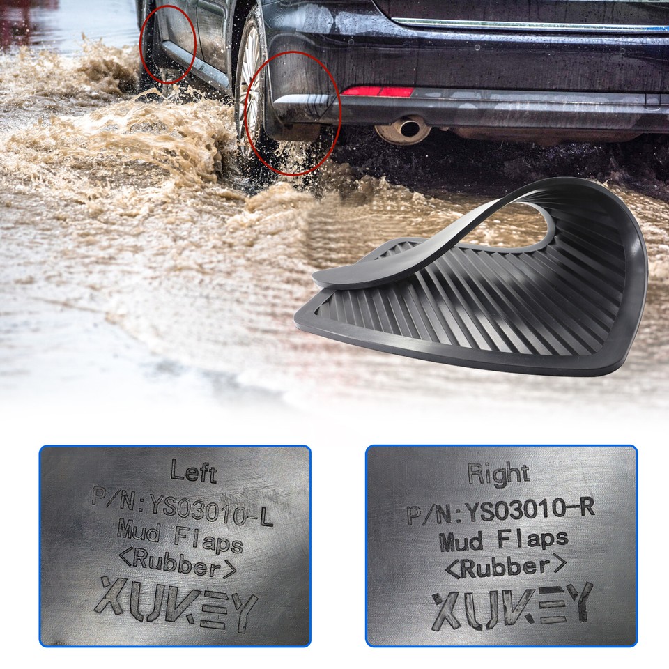 4x Black Set Front Rear Rubber Mud Flaps Splash Guards Car Universal ...