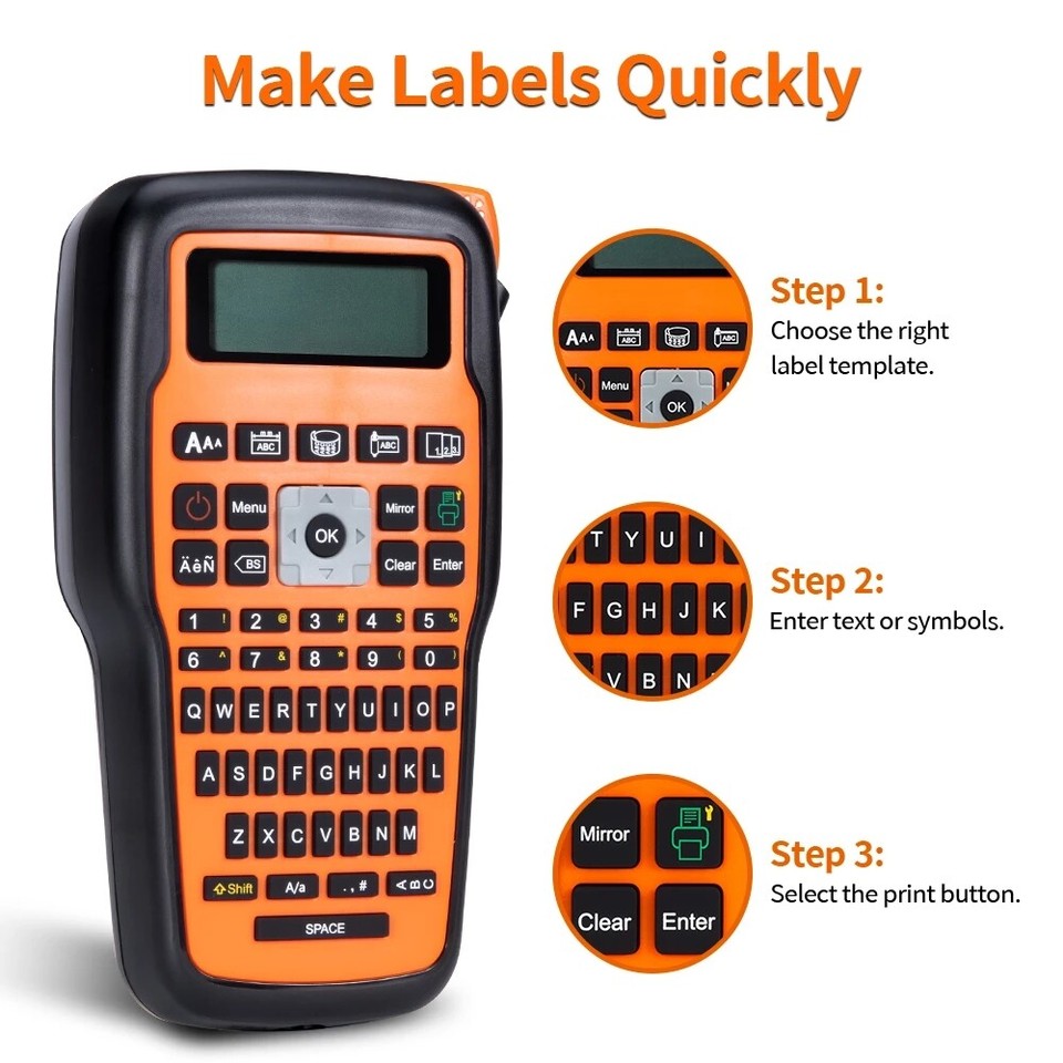 Label Maker Machine E1000 Portable Handheld Labeler Machine P-Touch TZe ...