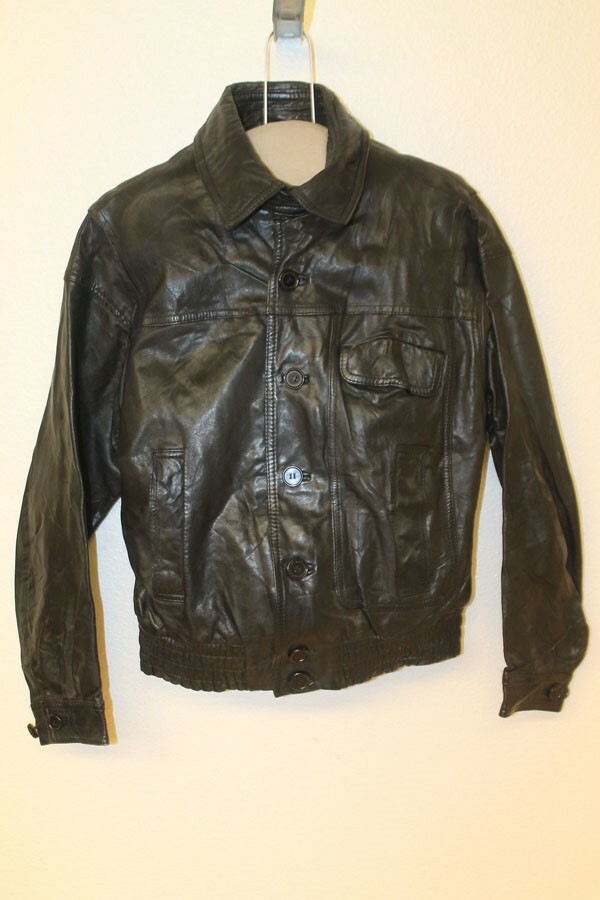 MENS OUI INTERNATIONAL VINTAGE BLACK LEATHER FLIGHT/P… - Gem