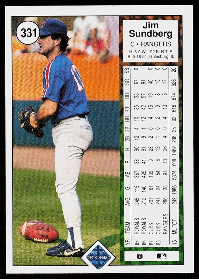 1989 Upper Deck Jim Sundberg Texas Rangers #331 | eBay