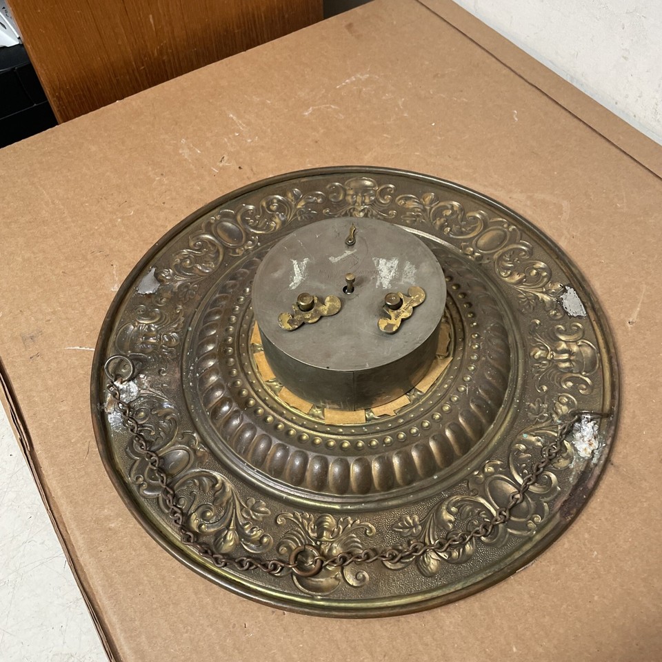 Rare Antique Ansonia Hanging Wall Clock Round Brass Shield God of North ...