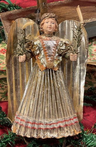RARE ANTIQUE GERMAN ANGEL W/ CANDLES & DRESDEN CHRISTMAS FIGURE TREE ...
