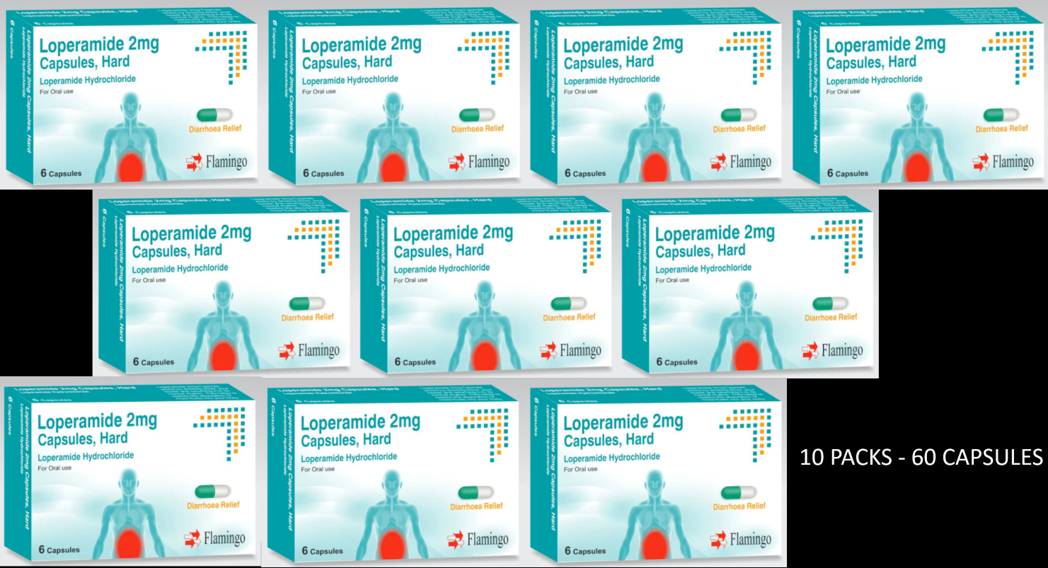 Flamingo Loperamide 2mg Diarrhoea Relief 6 Capsules - 10 PACK ...
