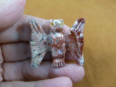 Y-BAT-48) little BAT gray red bats statue figurine stone gemstone ...