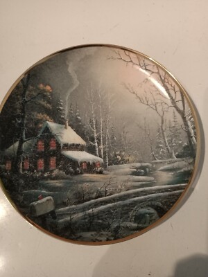 Franklin Mint Winter Watch Ron Huff AA1239 Gold Rim Porcelain Limited ...