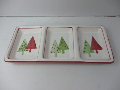 3 Section Condiment Relish Serving Dish Tray Contemporary Christmas ...