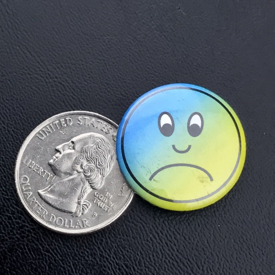 Frown Face Pin Pinback Button Happy | eBay