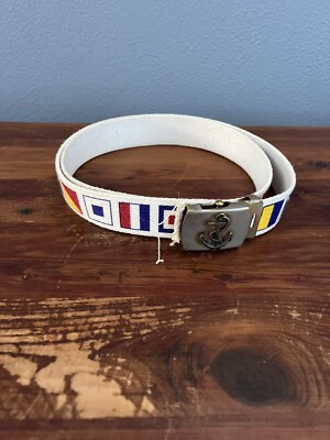 Vintage Men’s Sailing Flags Canvas Belt with Brass Buckle Preppy ...