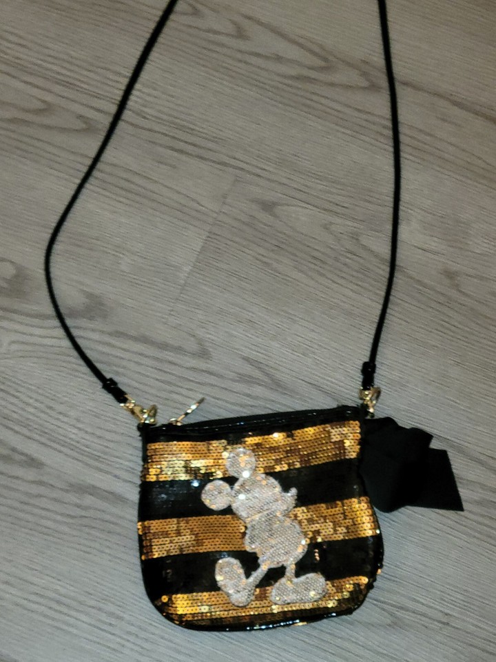 Disney Parks Sequined Black/Gold Mickey Mouse Cross Body/Shoulder Bag ...