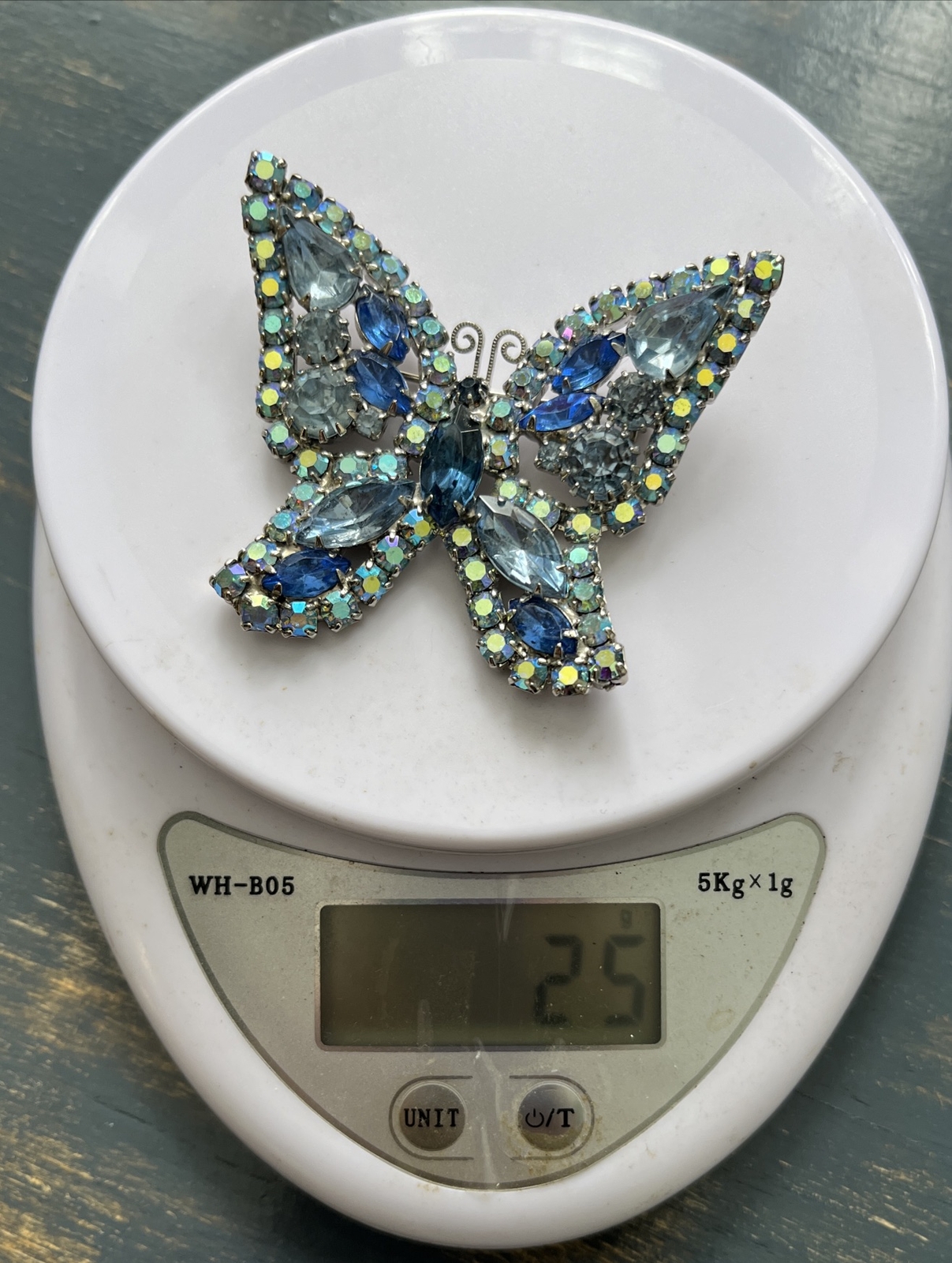 Weiss Signed Blue Butterfly Brooch - Gem