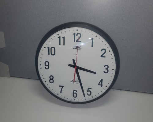 Lathem AirTime 12" Analog Wall Clock AT12RMS-G1 AT12RM Metal Glass | eBay