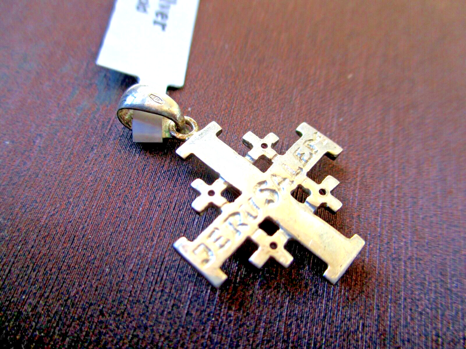 Sterling & Gold Crusaders Jerusalem Cross Pendant Blessed In Jerusalem ...