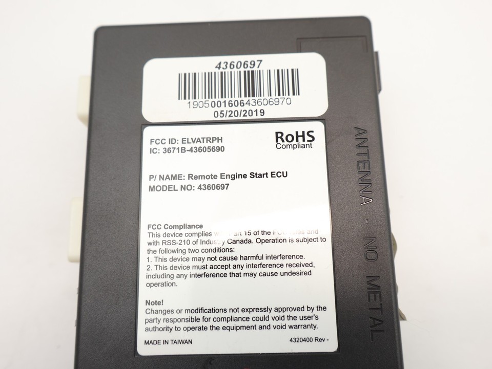 2021 Subaru Crosstrek Remote Engine Start ECU Computer Module Control ...