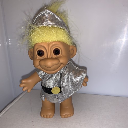 Vintage Troll Doll 4” Russ Knight Shield Helmet Gladiator Yellow Hair ...