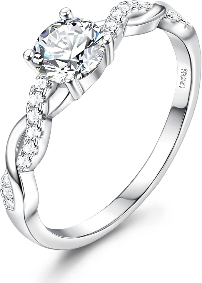 925 Sterling Silver Engagement Rings for Women 1 CT-2 CT 5A Cubic ...