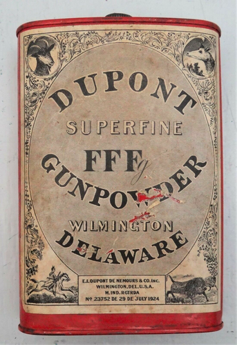 Empty Dupont Oval FFFg Powder Can w/1924 Patent. Date Label | eBay