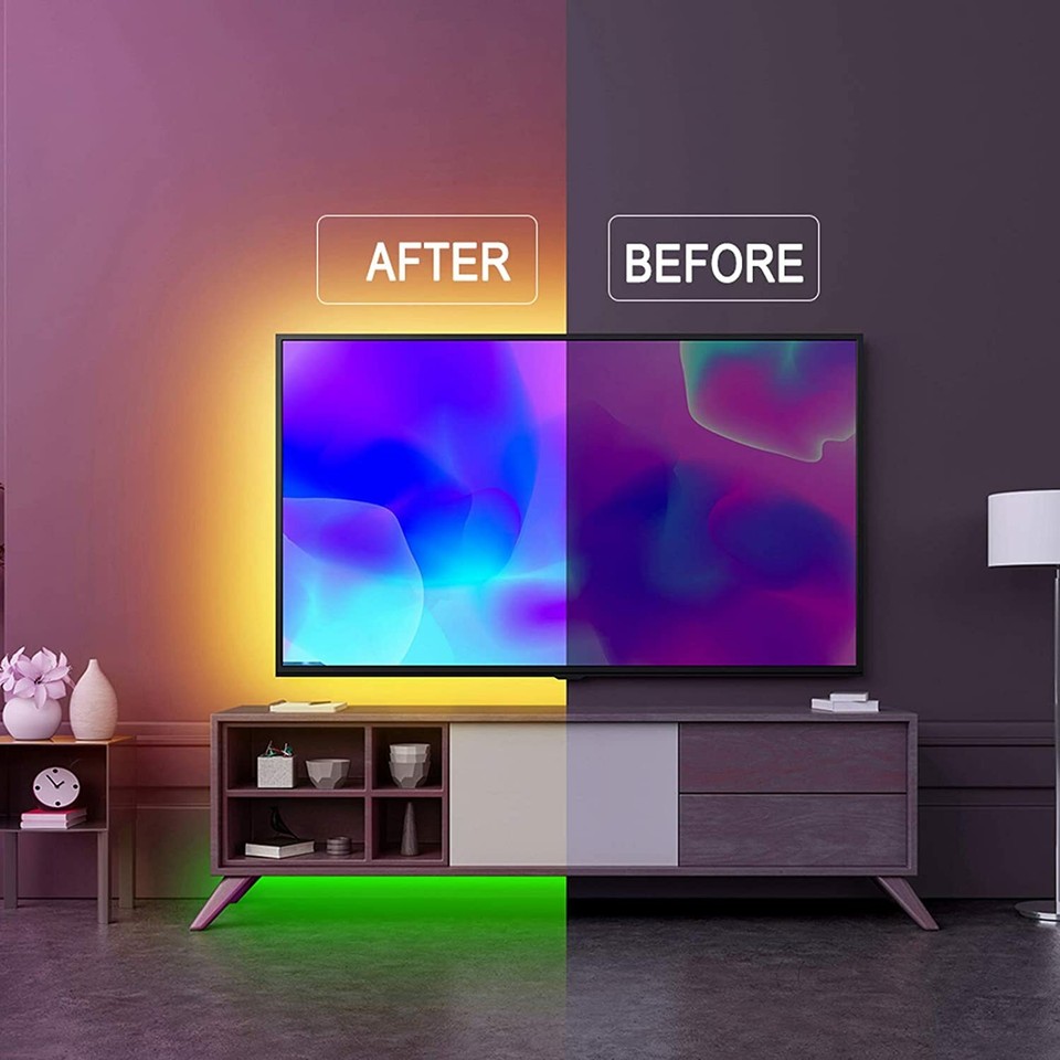 LED Strip Lights 100ft 50ft Bluetooth White RGB Color Changing Room ...