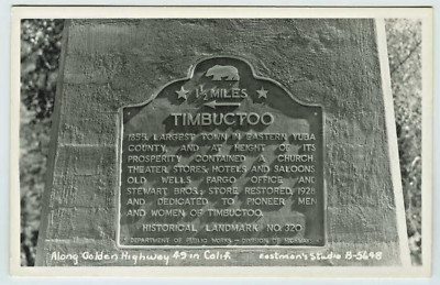 Timbuctoo California Sign Along Golden Highway 49 Real Photo Postcard ...