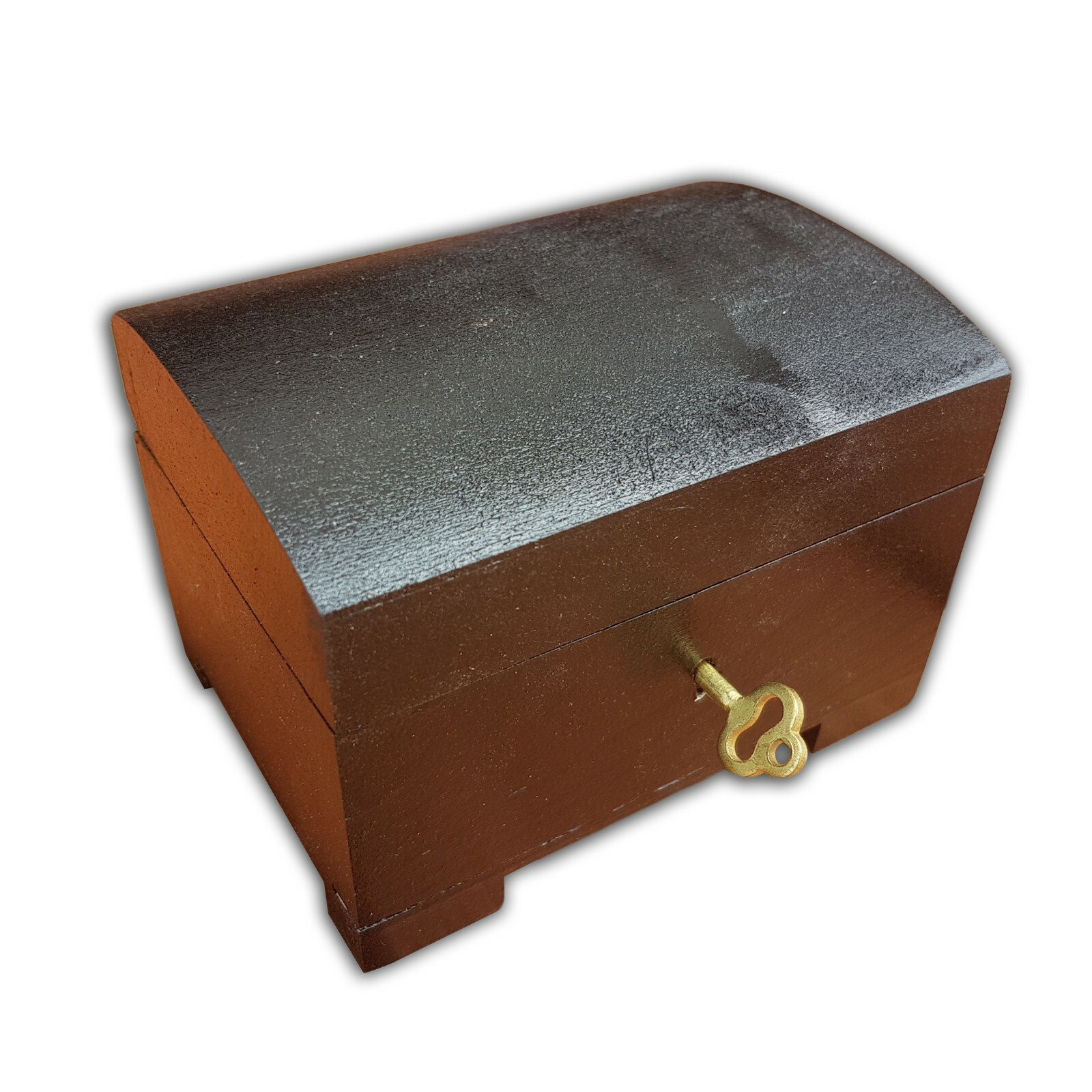 WOODEN JEWELLERY SMALL CHEST LOCK AND KEY, HAND PAINTED IN BLACK COLOR ...